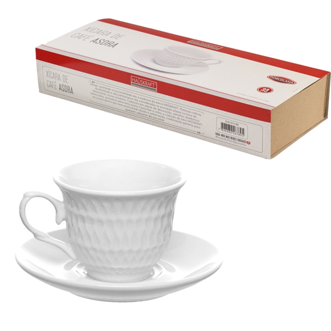 XICARA PARA CAFE COM PIRES DE PORCELANA ASDRA BRANCA 65ML 6 PECAS - XICARA PARA CAFE COM PIRES ...
